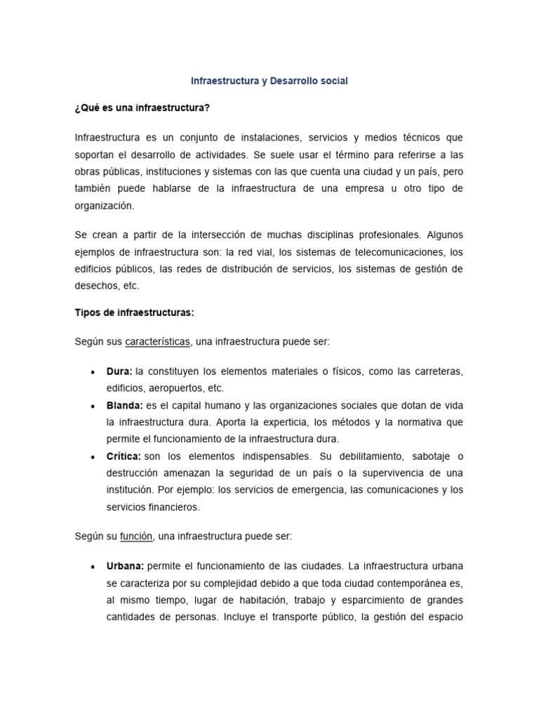Desarrollo Social e Infraestructura | PDF | Infraestructura | Transporte