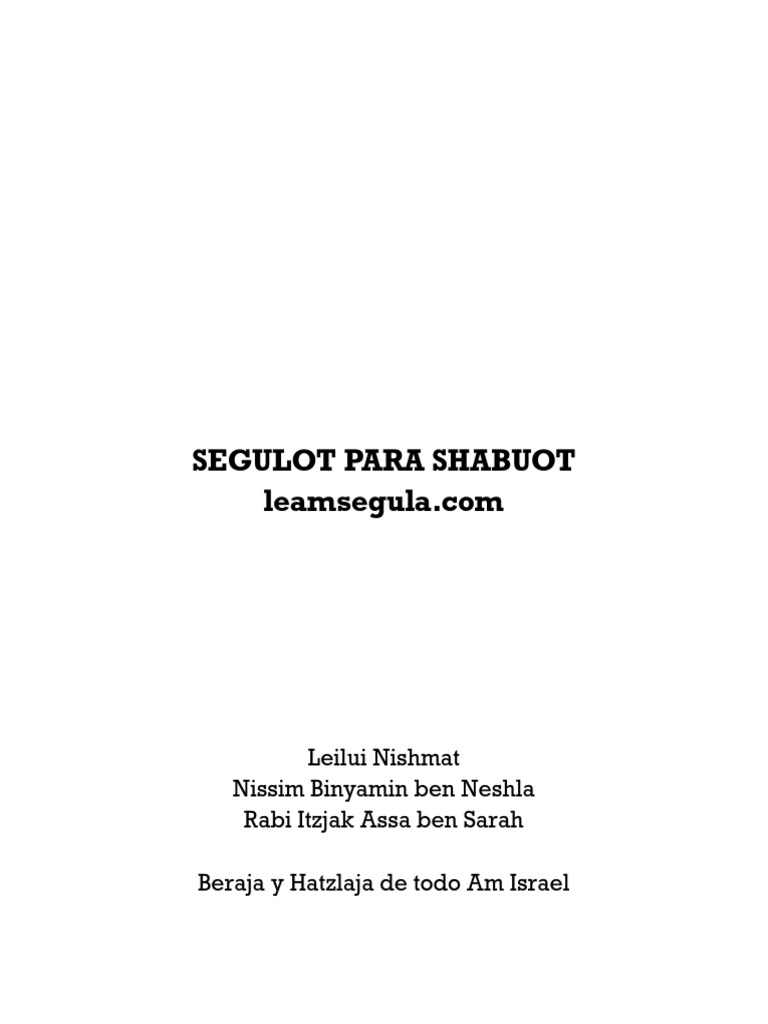 SEGULOT PARA SHAVUOT Kabbalah0rAjat | PDF | Creencia religiosa y ...