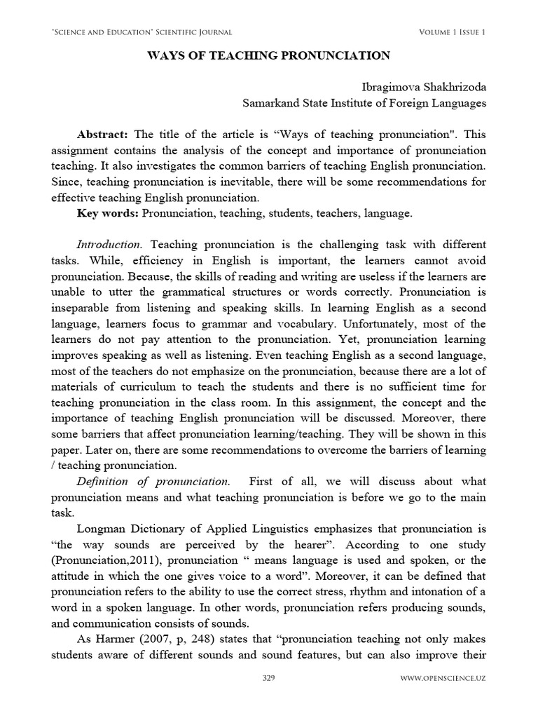 WAYS OF TEACHING PRONUNCIATIONn | PDF | English Language | Accent ...