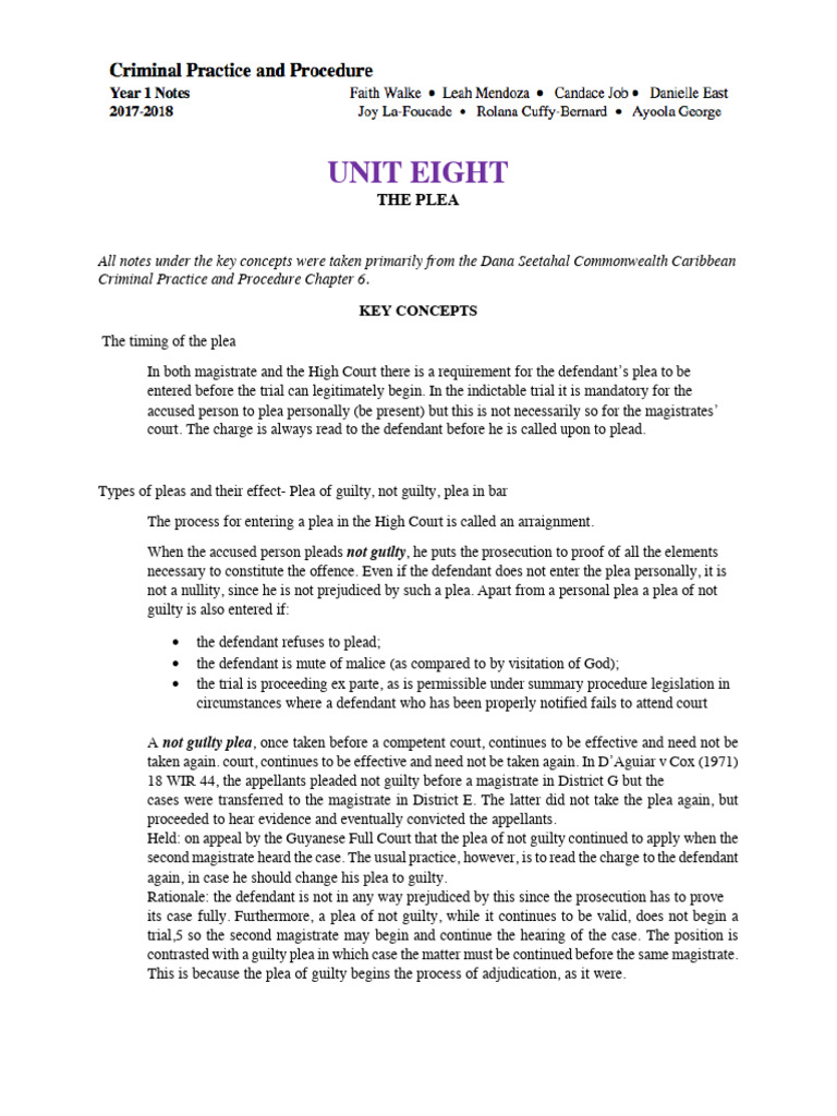 Crim Prac - Proc - Unit 8 | PDF | Plea | Double Jeopardy