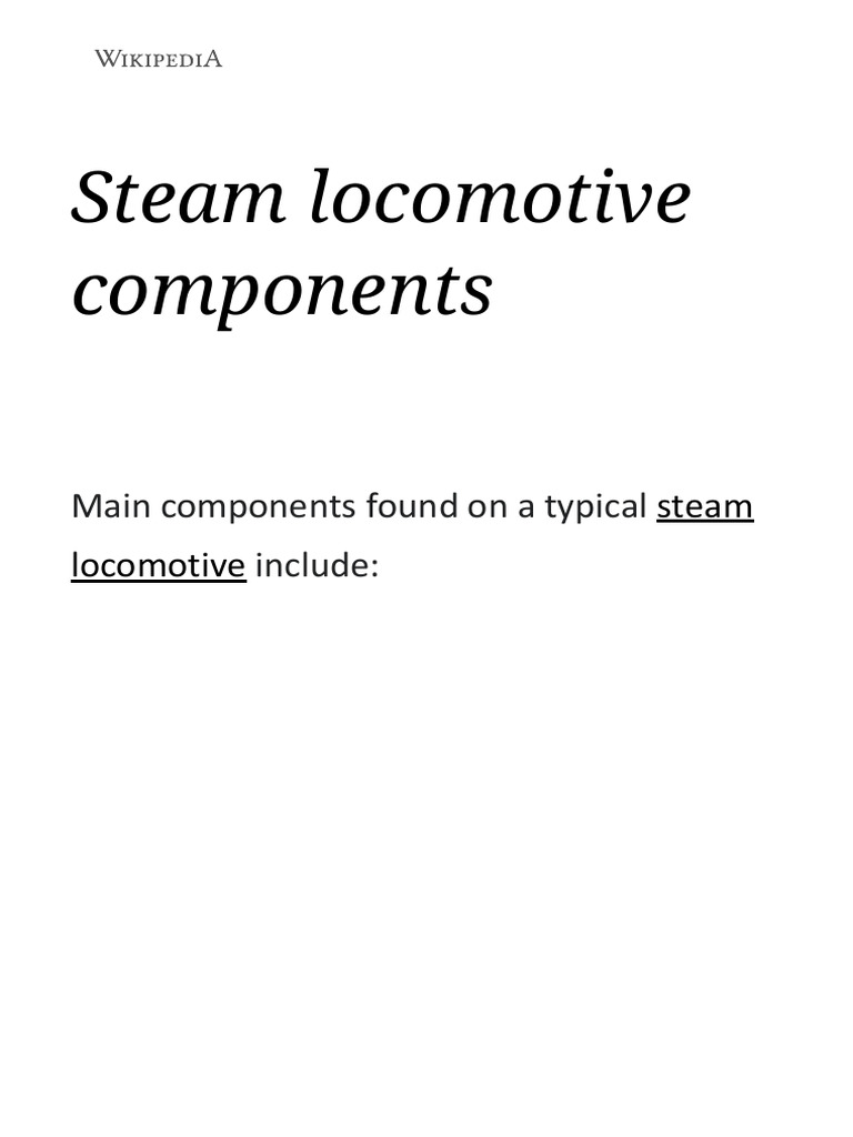 Steam Locomotive Components - Wikipedia | PDF