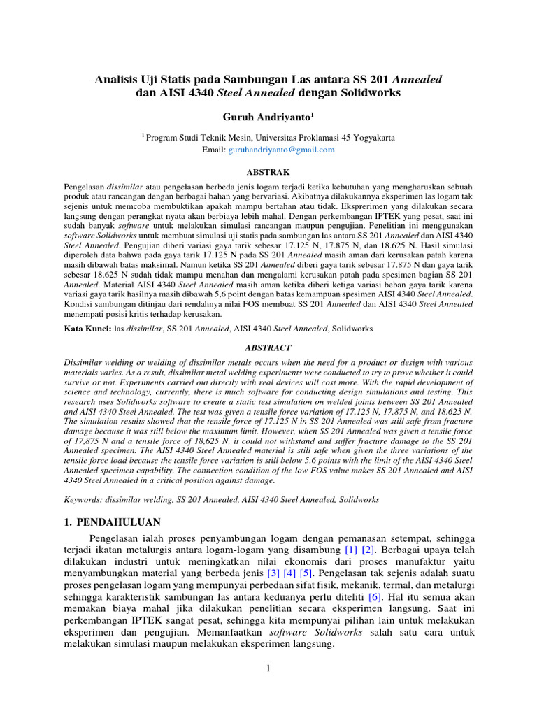 Analisis Uji Statis Pada Sambungan Las Antara SS 201 Annealed | PDF