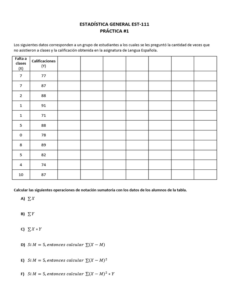 Practica 1 - Ejercicios Notacion Sumatoria | PDF