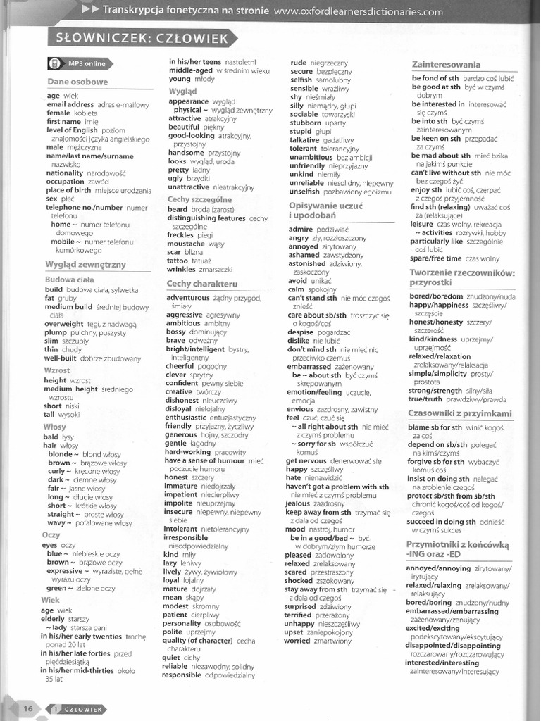 Oxford Matura Trainer Podstawa Wordlist | PDF