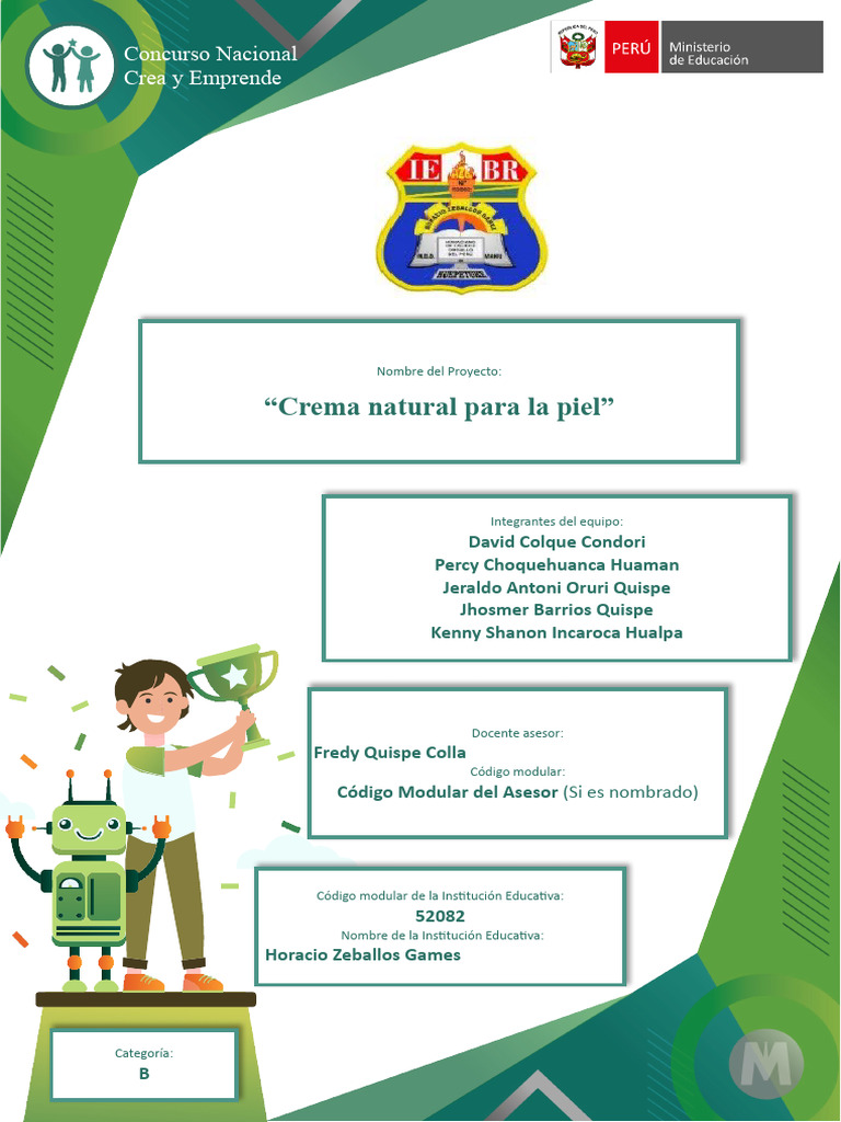 Cat. B - CyE 2023 - Proyecto de Emprendimiento Crema Natural para La ...