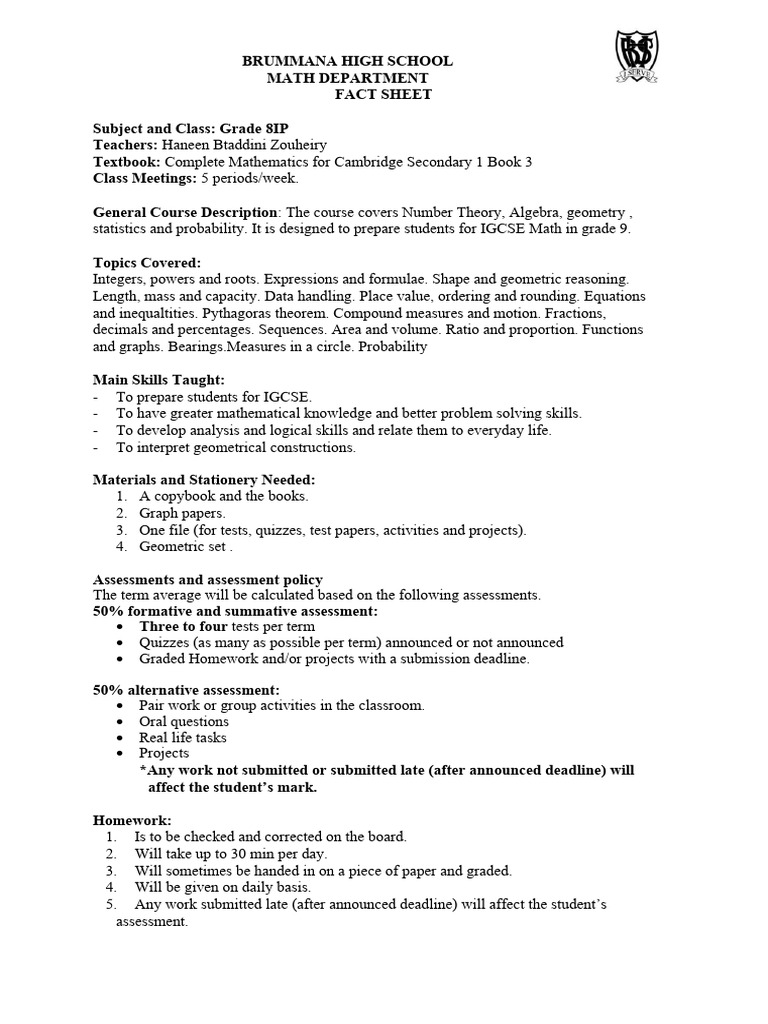 Grade 8 Math Course Overview | PDF | Mathematics | Geometry