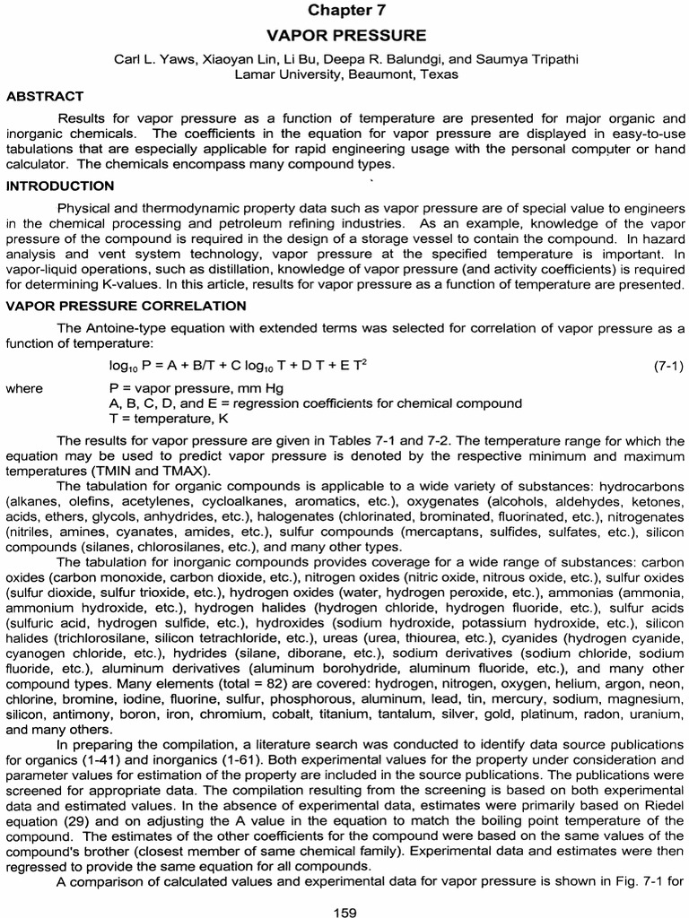 Tabla de Presiones de Vapor de Líquidos | PDF