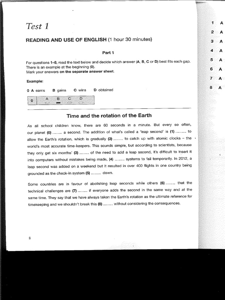 Advanced Book 3 Test 1 | PDF
