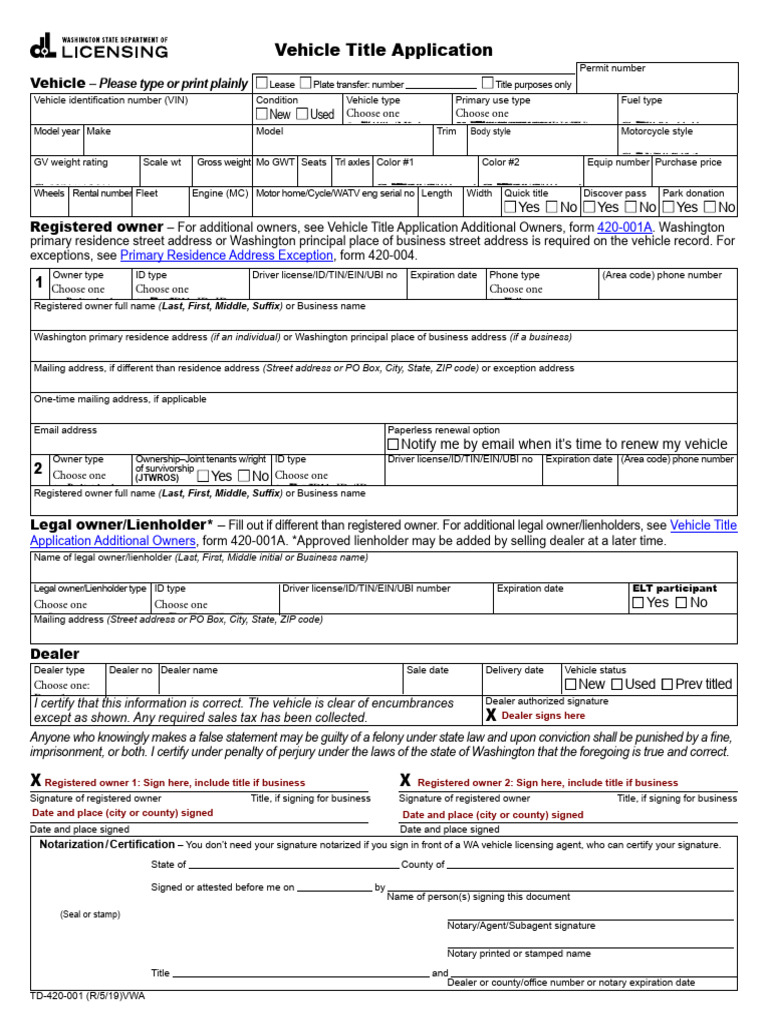 Washington Title Transfer | PDF