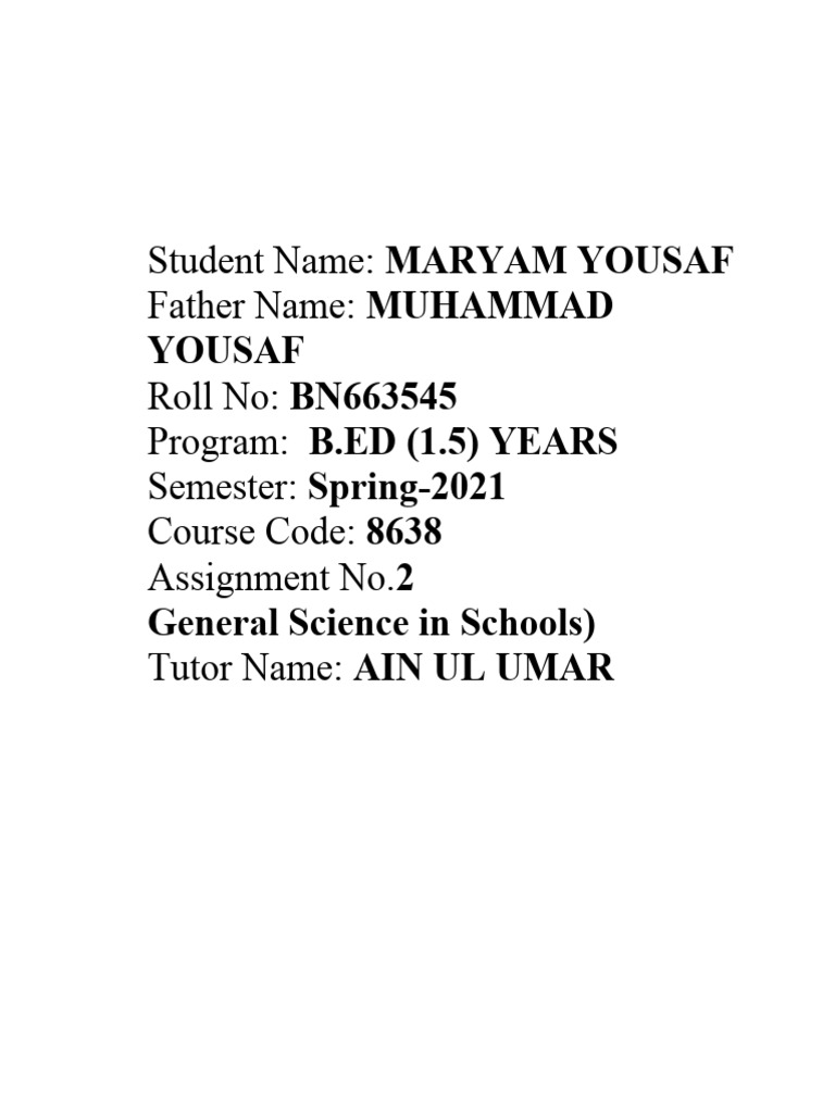 Maryam Assignment 2 | PDF | Atoms | Proton