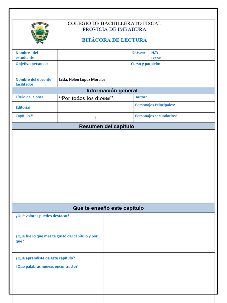 Bitacora para Proyecto de Lectura | PDF