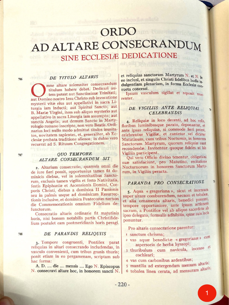 Consecratio Altaris Ex Pontificale Romanum - PDF1 | PDF