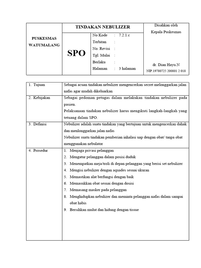 SOP Nebulizer | PDF