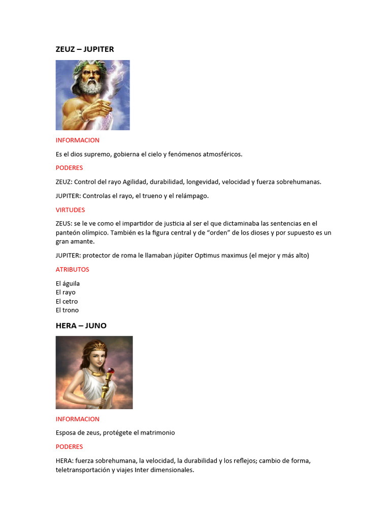 Dioses Griegos y Romanos | PDF | infierno | Júpiter (mitología)