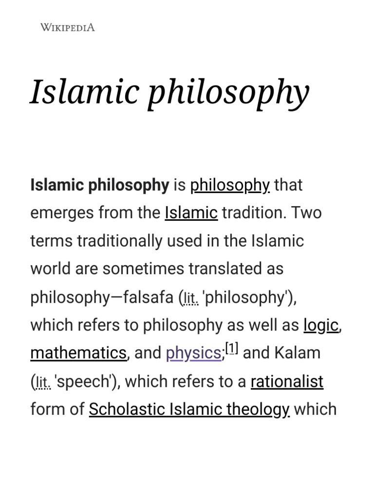 Islamic Philosophy - Wikipedia | PDF | Islamic Philosophy | Soul