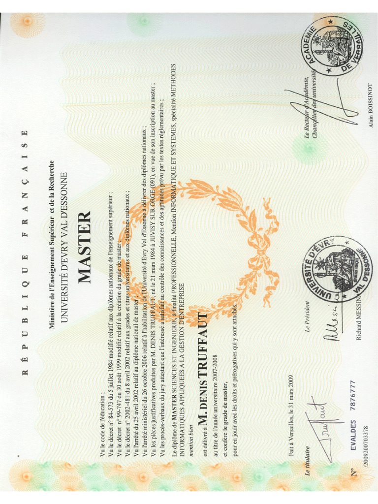 Denis TRUFFAUT Diplome Master MIAGE | PDF