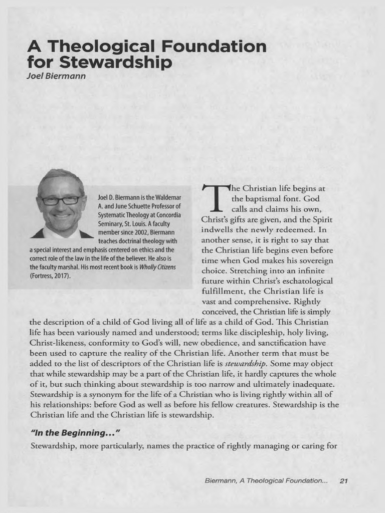 A Theological Foundation For Stewardship | PDF | Martin Luther ...