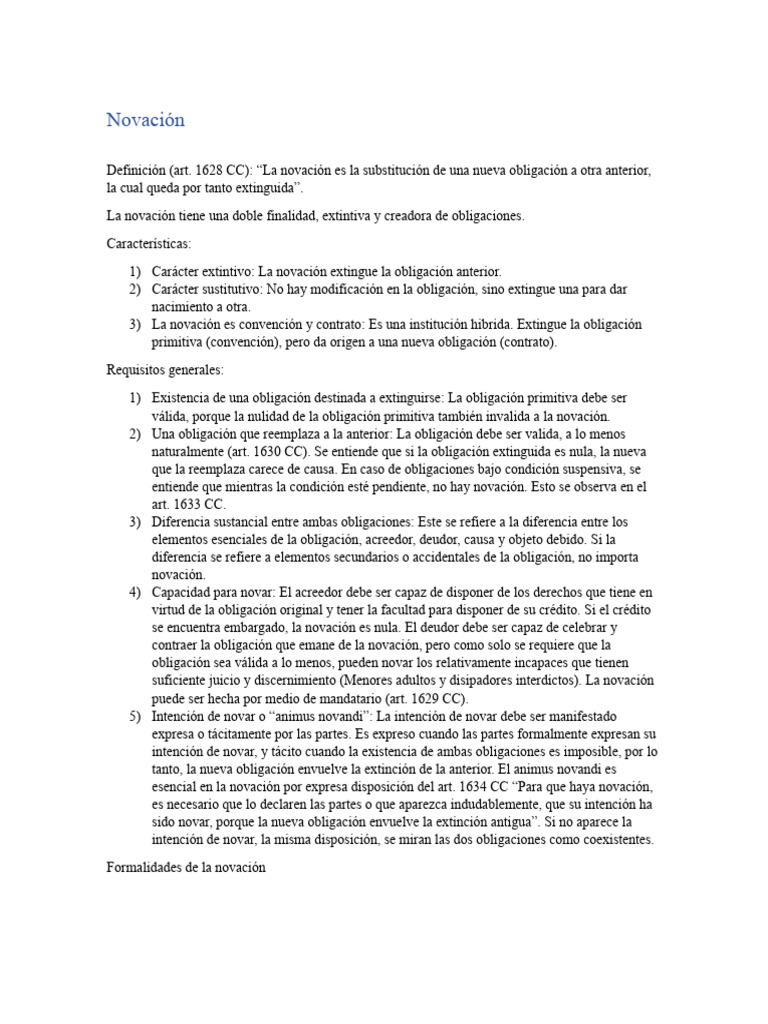 Novación: Extinción y Creación de Obligaciones | PDF | Pagos | Derecho ...