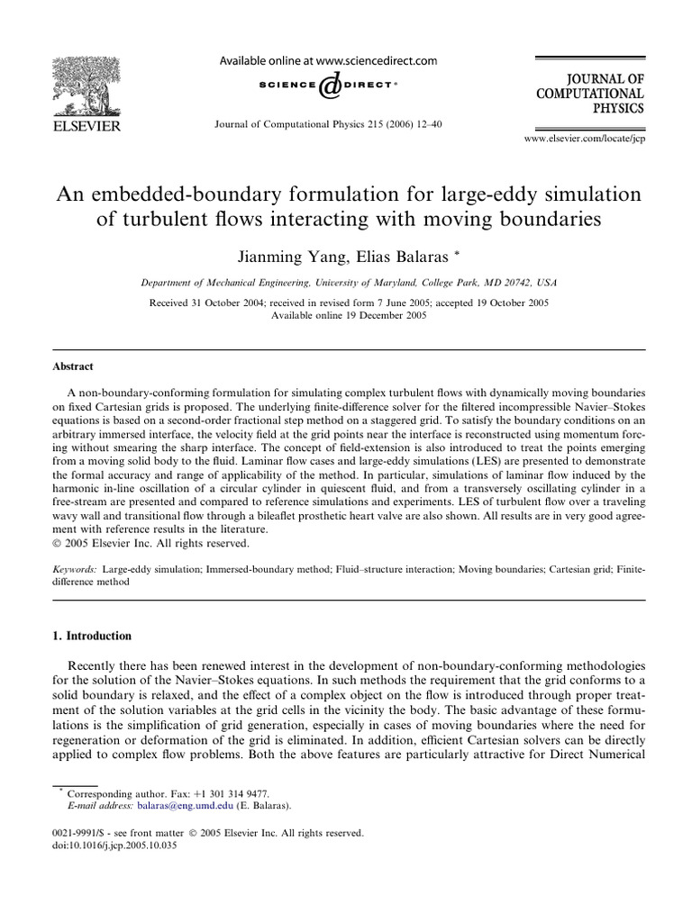 Yang, Balaras - 2006 - An Embedded-Boundary Formulation For Large-Eddy Simulation of Turbulent ...