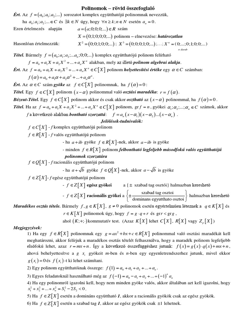 Keplet 08 Polinomok | PDF