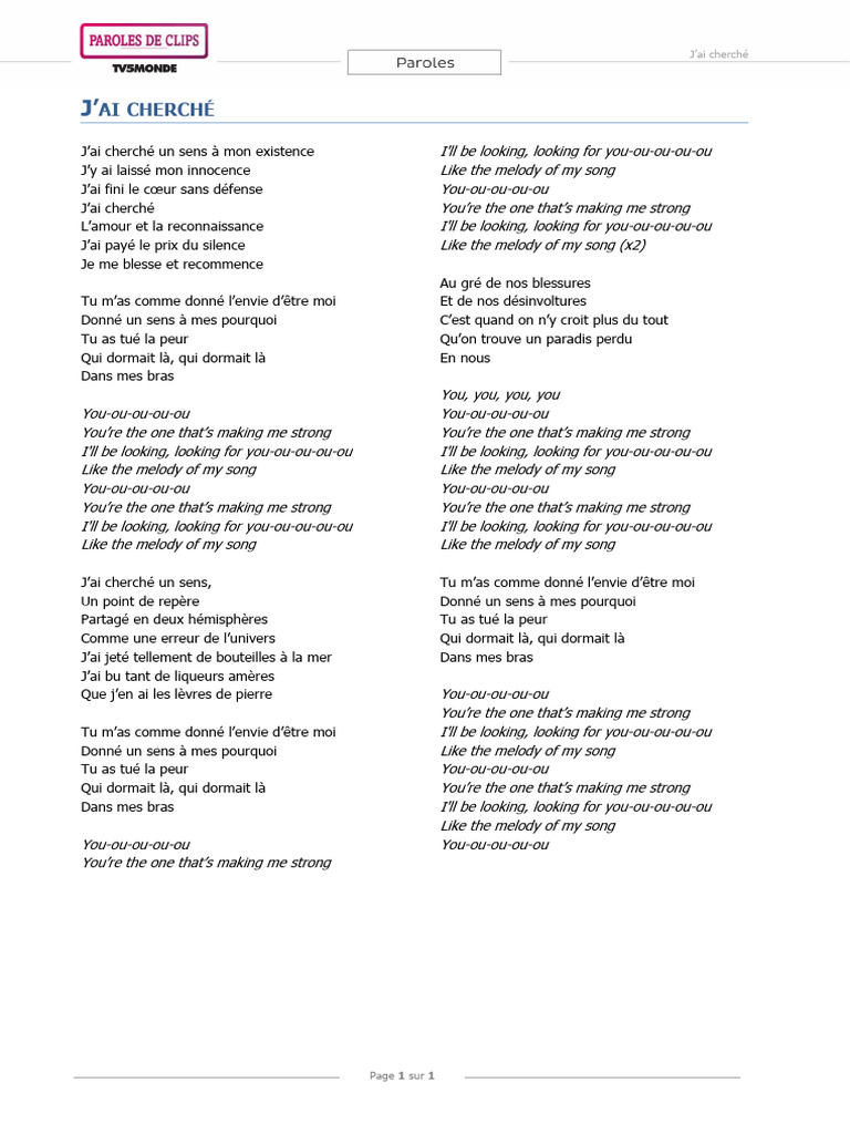 PDC Amir Jaicherche Paroles | PDF