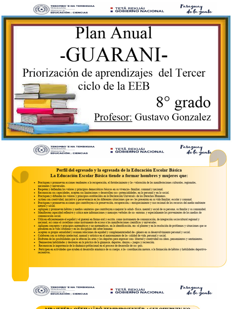 Plan Anual de Guaraní 7mo Grado 2024 | PDF | Educación primaria ...