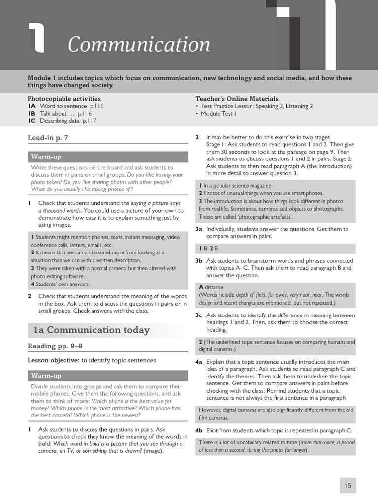 1a Communication Today | PDF | Question | Vocabulary