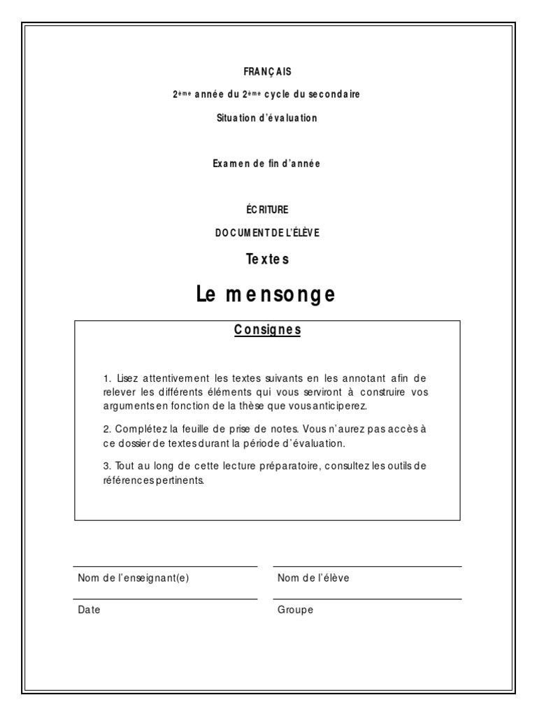 Mensonges : Types et Conséquences | PDF | Bien-être