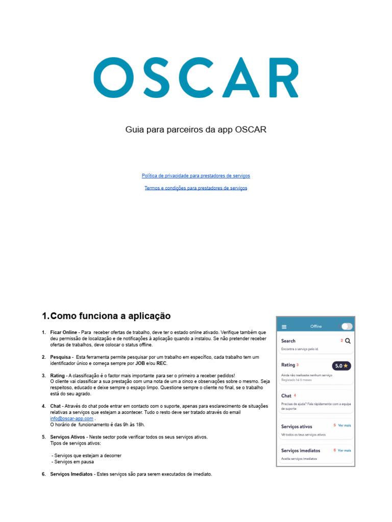 Guia Oscar para Parceiros | PDF | Setor terciário da economia | Aplicativo para celular