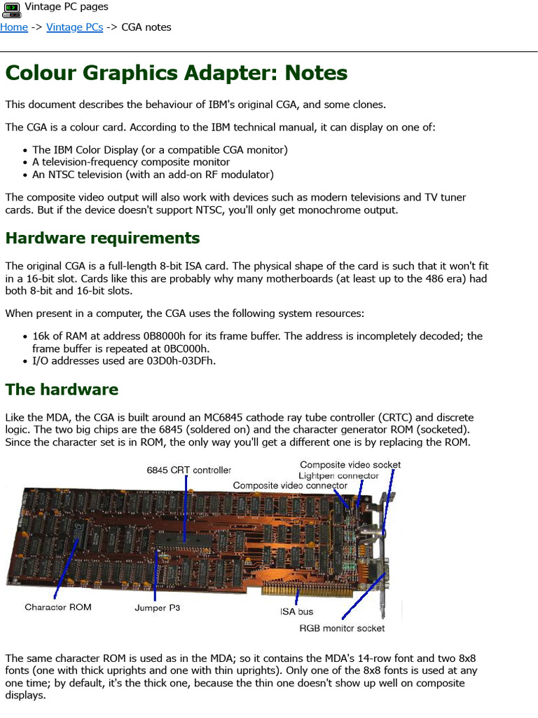 Colour Graphics Adapter Notes | PDF | Information And Communications ...