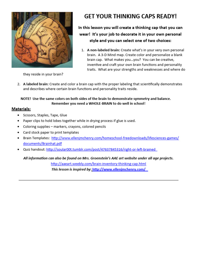 Lesson - Thinking Caps | PDF