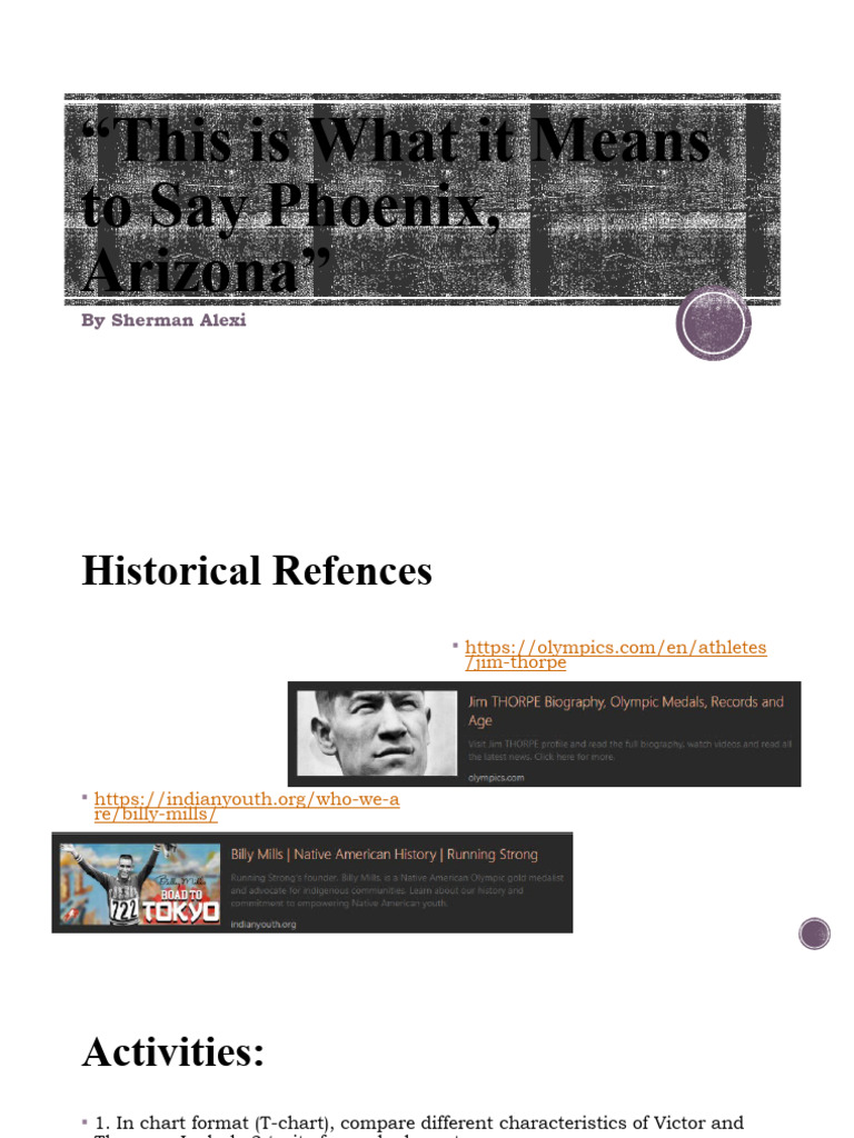 Analysis of "This is What it Means to Say Phoenix" | PDF