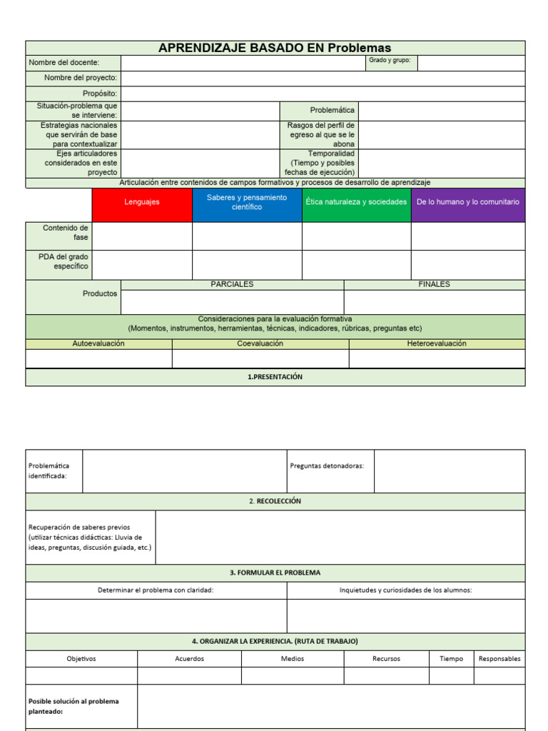 Formato Planeación Aprendizaje Basado en Problemas | PDF | Evaluación | Modificación de ...