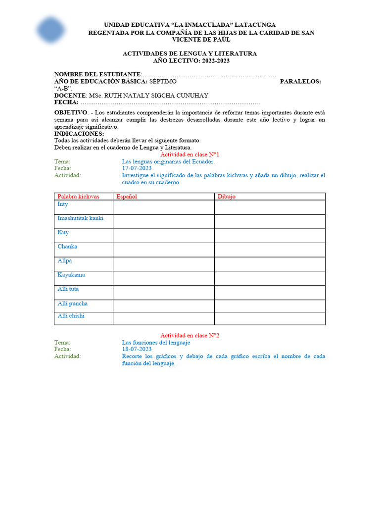 Actividades para Las Vacaciones.7modocx | PDF | Verbo | Objeto (gramática)