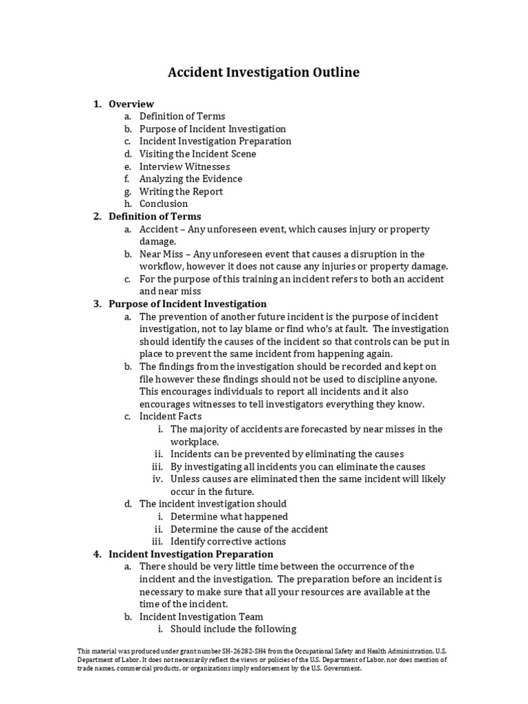 Incident Investigation Outline | PDF