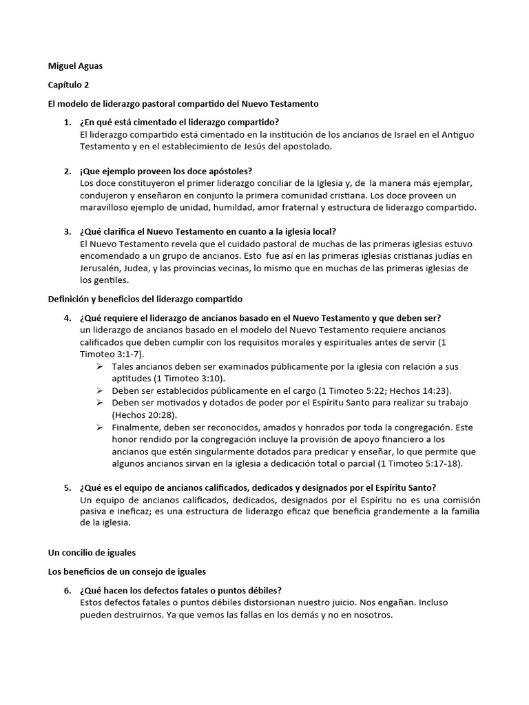 Preguntas Liderazgo de Ancianos | PDF | Religión y espiritualidad Preguntas Liderazgo de Ancianos | PDF | Religión y espiritualidad