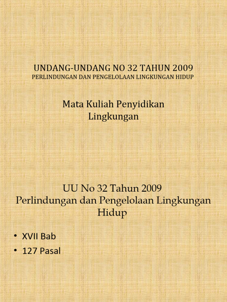 Undang-Undang No 32 Tahun 2009 | PDF