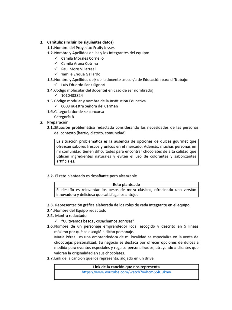 Informe Ept | PDF | Chocolate | Iniciativa empresarial