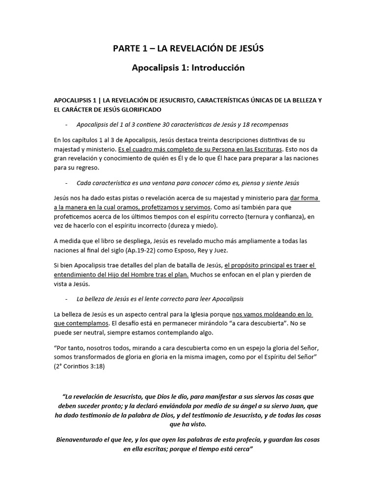Revelación de Jesús en Apocalipsis 1 | PDF