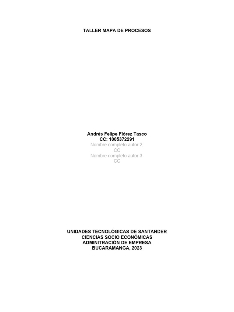 Taller Mapa de Procesos | PDF
