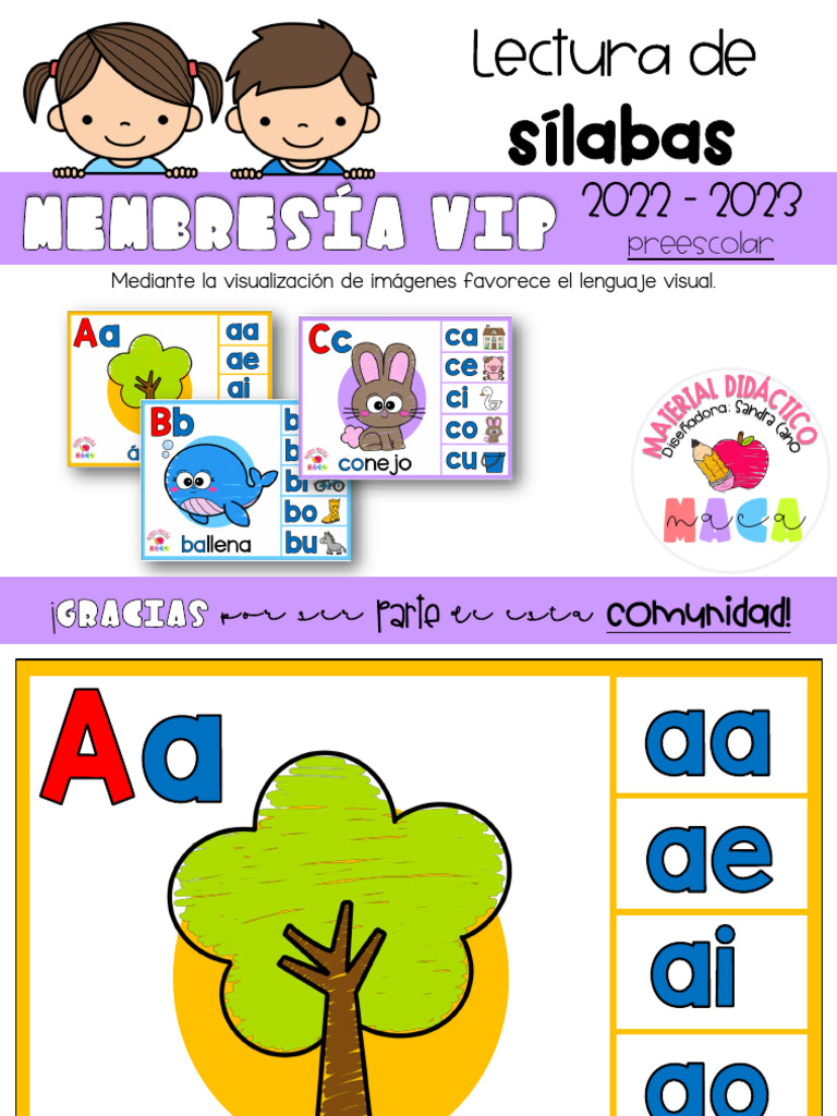 Lectura de Sílabas Preescolar 22 23 Material Didáctico Maca | PDF