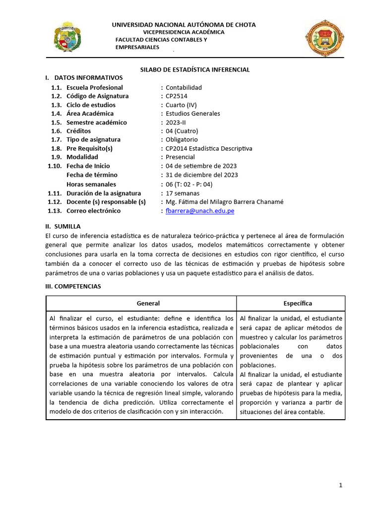 Estadística Inferencial - IV Ciclo 2023 | PDF