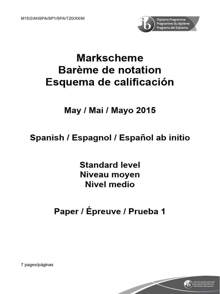 Spanish Ab Initio Paper 1 SL Markscheme Spanish | PDF