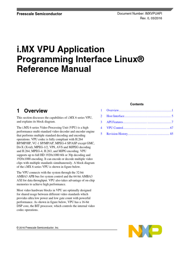 I.mx VPU Application Programming Interface Linux Reference Manual | PDF I.mx VPU Application Programming Interface Linux Reference Manual | PDF