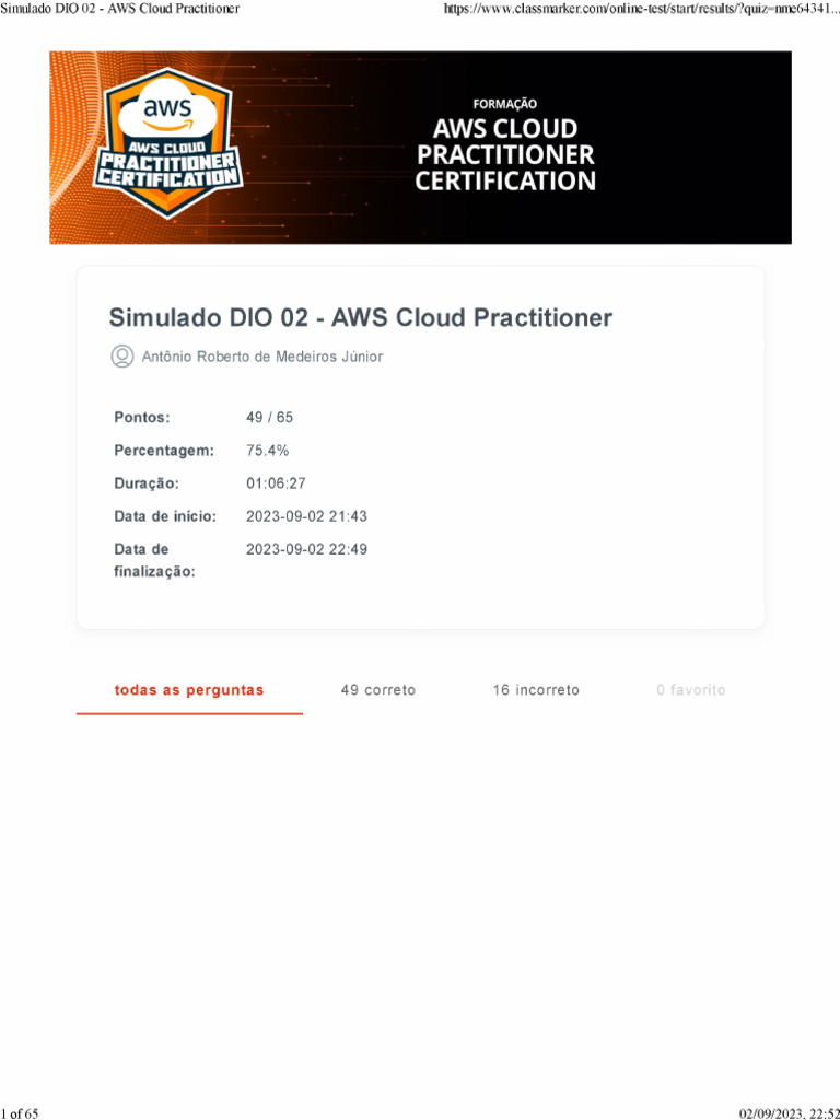 Simulado 2 - DIO - AWS Cloud Practitioner | PDF