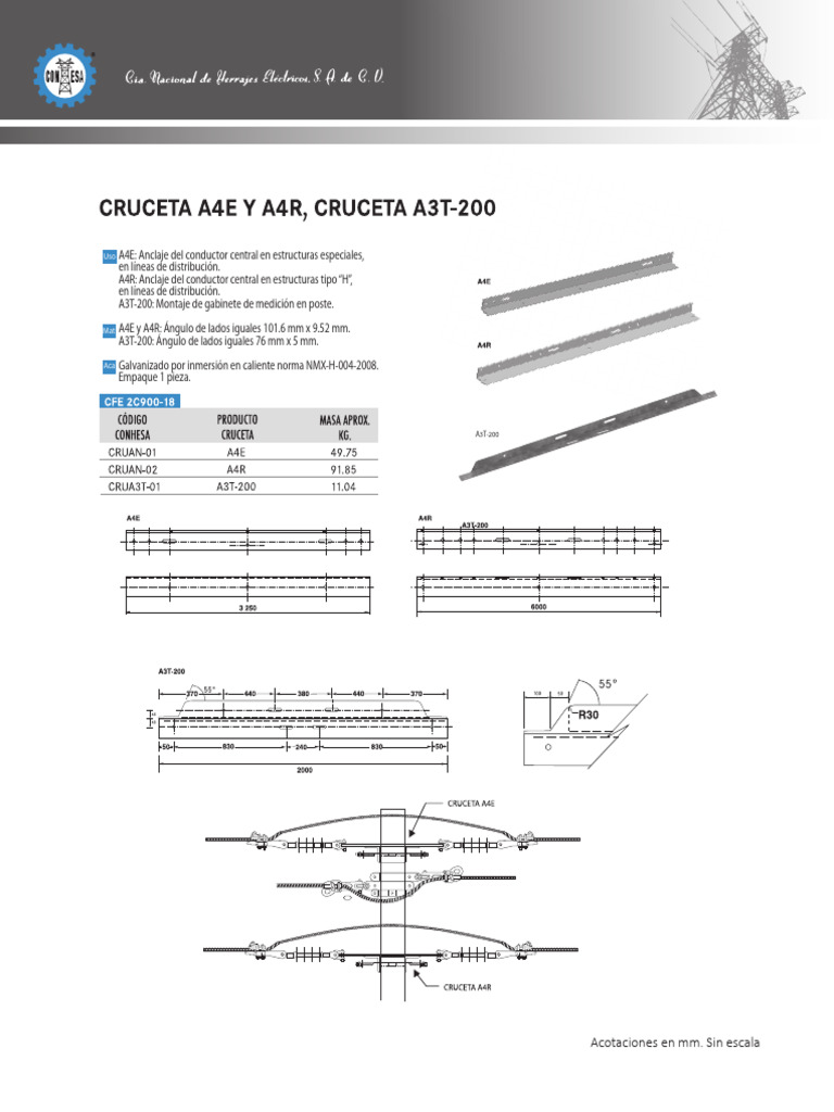 Hoja Tecnica Cruceta A4e A4r y A3t200 | PDF
