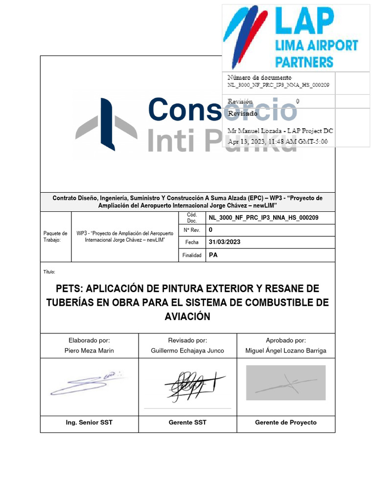 Pintura y Resane de Tuberías Aeropuerto | PDF | Aeropuerto
