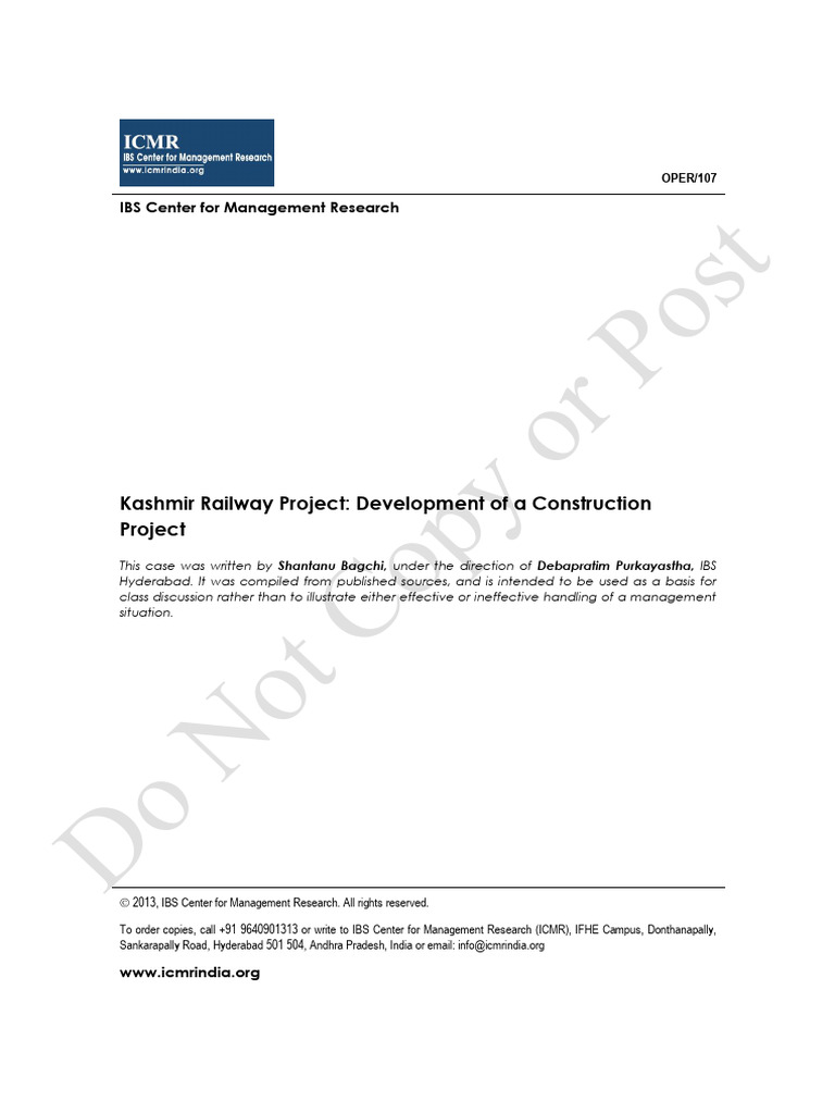 Railway_Kasmir Project case study | PDF