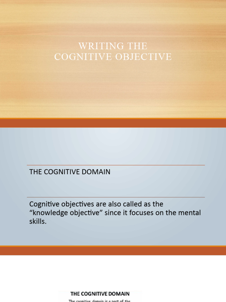 Writing The Cognitive Objectives | PDF