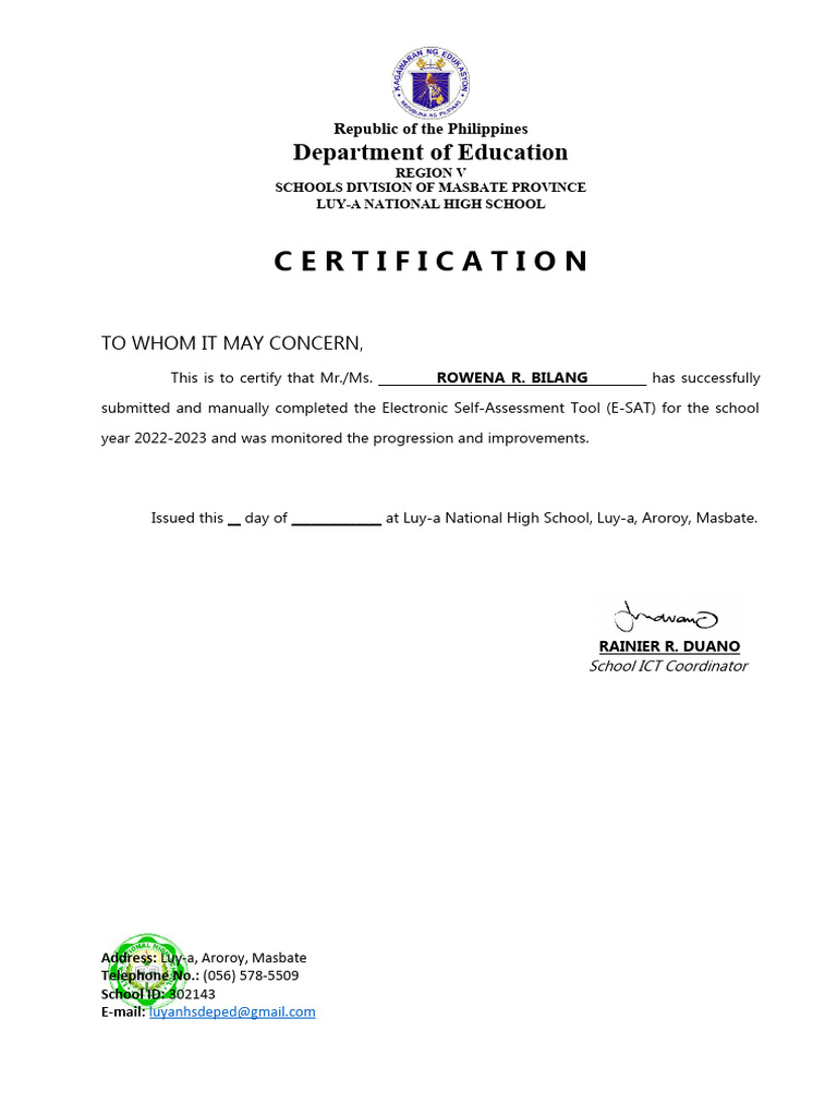 Ict Esat Certification With e Signature | PDF